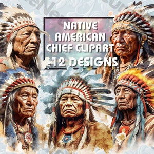 12, Native American Chief Clipart, Transparent Background PNG Bundle ...