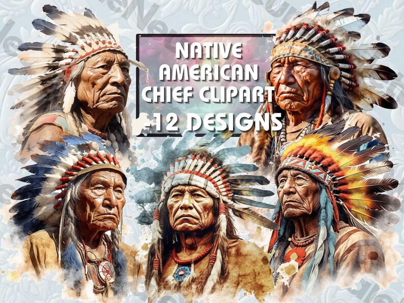 12, Native American Chief Clipart, Transparent Background PNG Bundle ...
