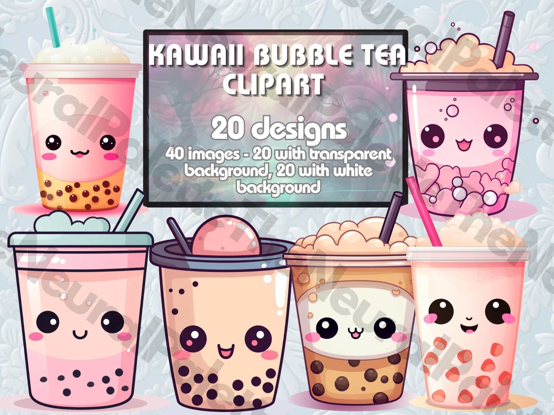 20, Kawaii Bubble Tea Clipart, Boba Tea, Transparent Background ...