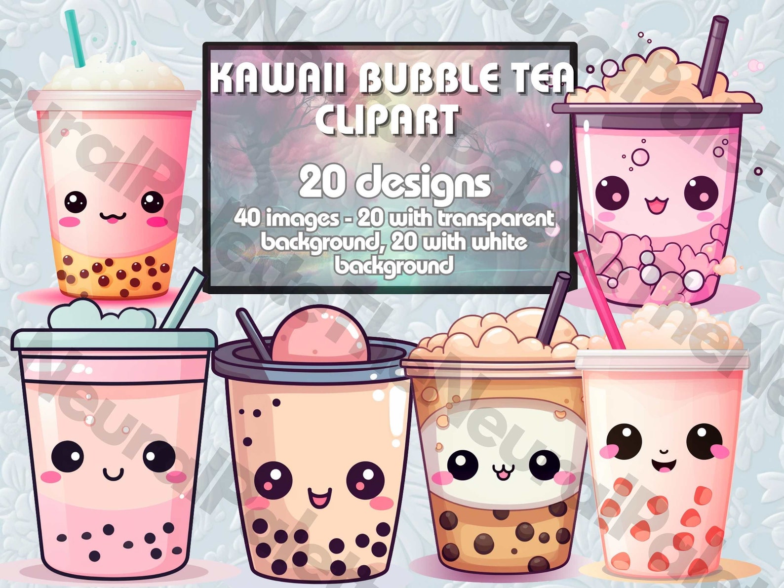 20, Kawaii Bubble Tea Clipart, Boba Tea, Transparent Background ...