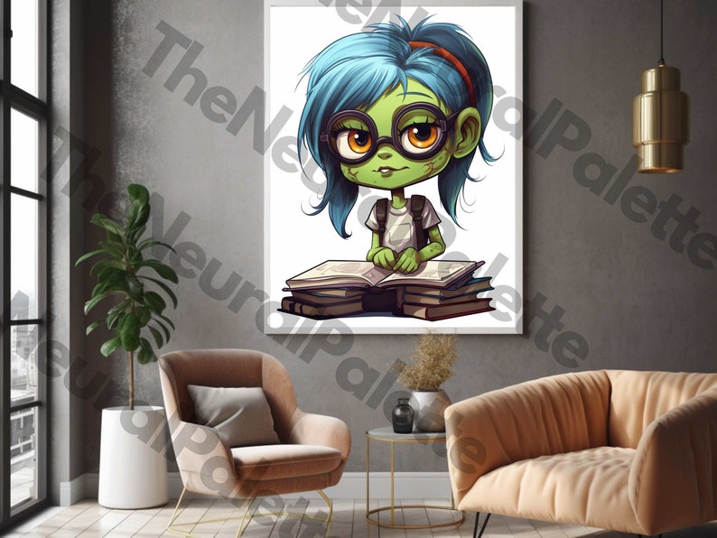 12, Cartoon Geek Zombie Girl Clipart, Instant Download, Transparent ...