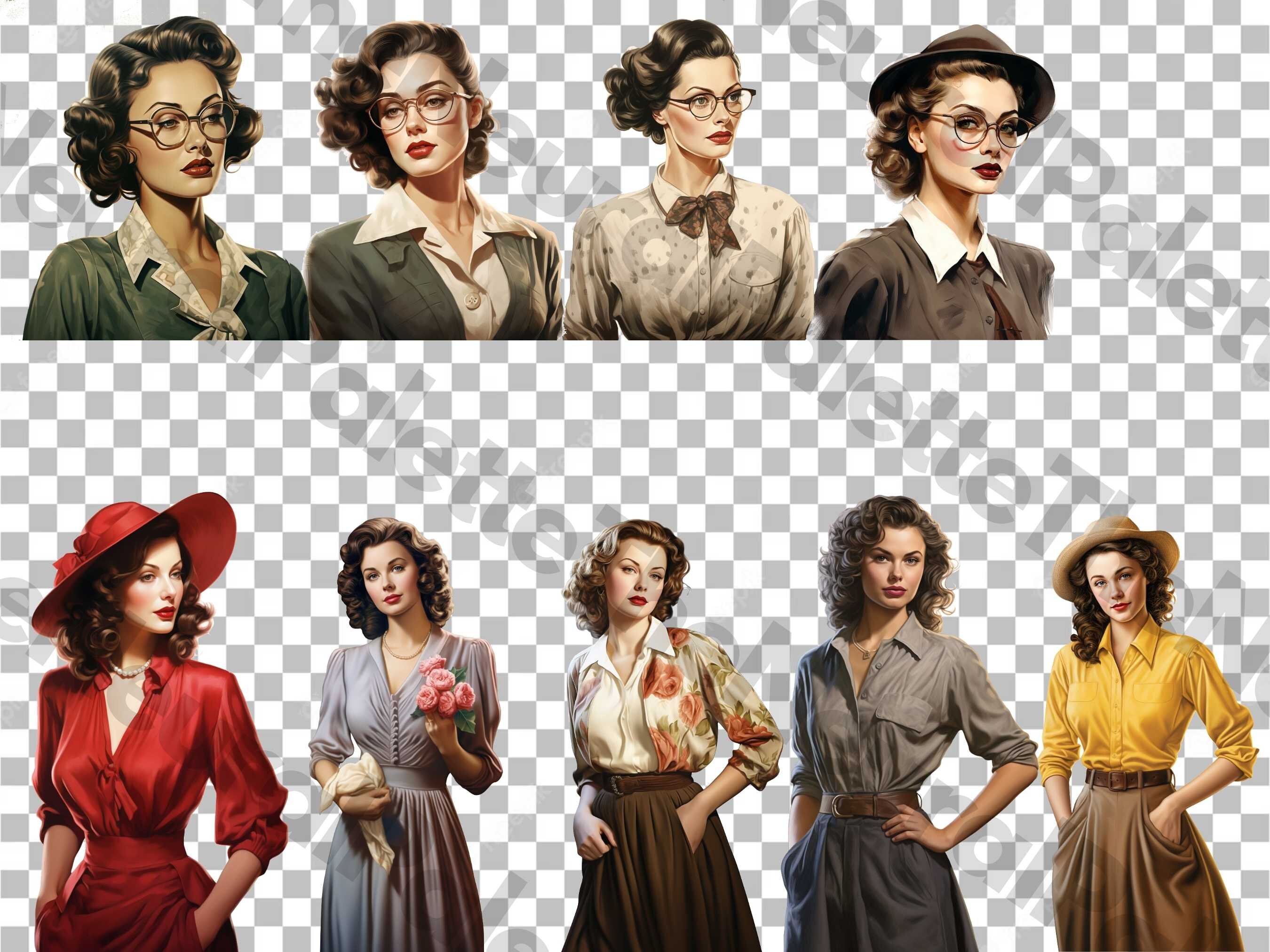 28. 1940's Women Clipart Vintage Clipart Transparent - Etsy Canada