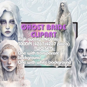 19 Designs, Ghost Bride Clipart, Png Transparent Background, Personal ...