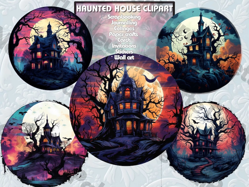 16 Images, Haunted House Clipart, Halloween Clipart Bundle, Transparent ...