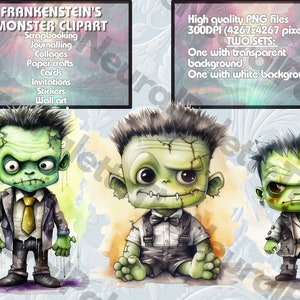 12, Frankenstein's Monster Clipart, Halloween Crafts, Instant Download ...