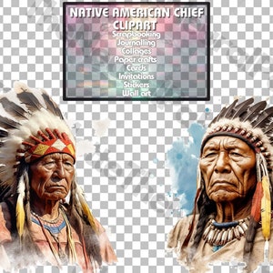 12, Native American Chief Clipart, Transparent Background PNG Bundle ...
