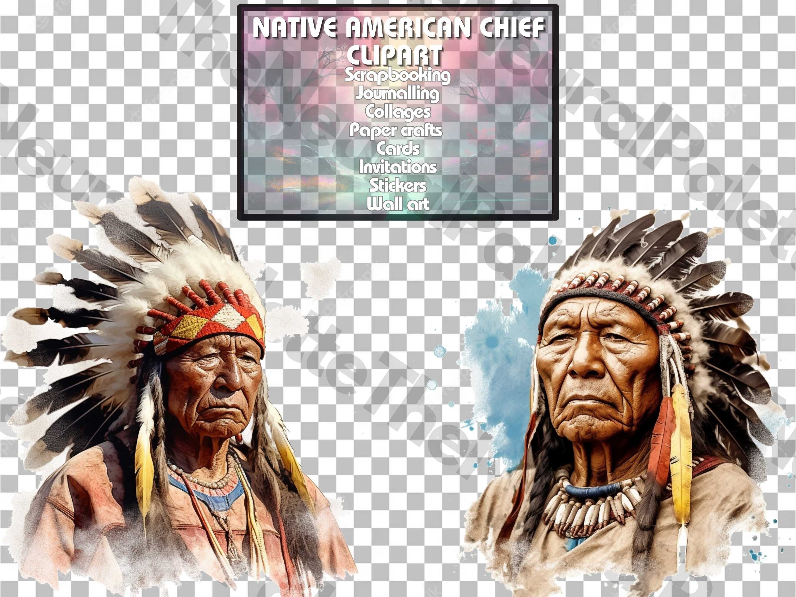 12, Native American Chief Clipart, Transparent Background PNG Bundle ...