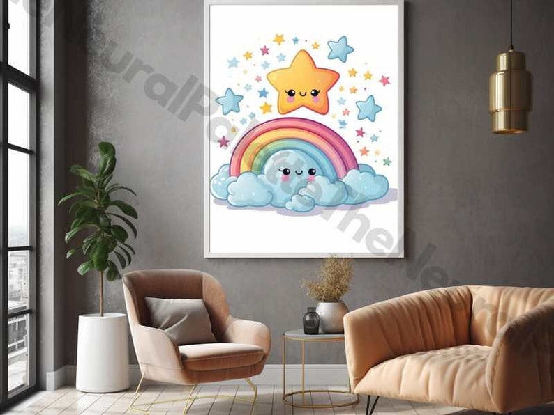 22, Kawaii Stars and Rainbows Clipart, Cute Stars Clipart, Kawaii ...