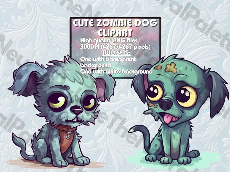14 Kawaii Zombie Dog Clipart Digital Download Halloween - Etsy