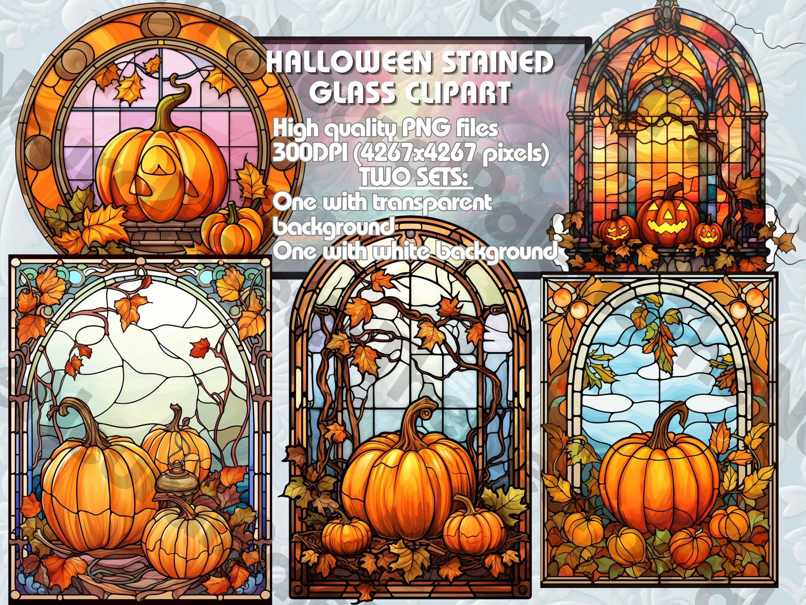 24 Halloween Stained Glass Clipart Pumpkin Images - Etsy
