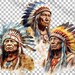 12, Native American Chief Clipart, Transparent Background PNG Bundle ...
