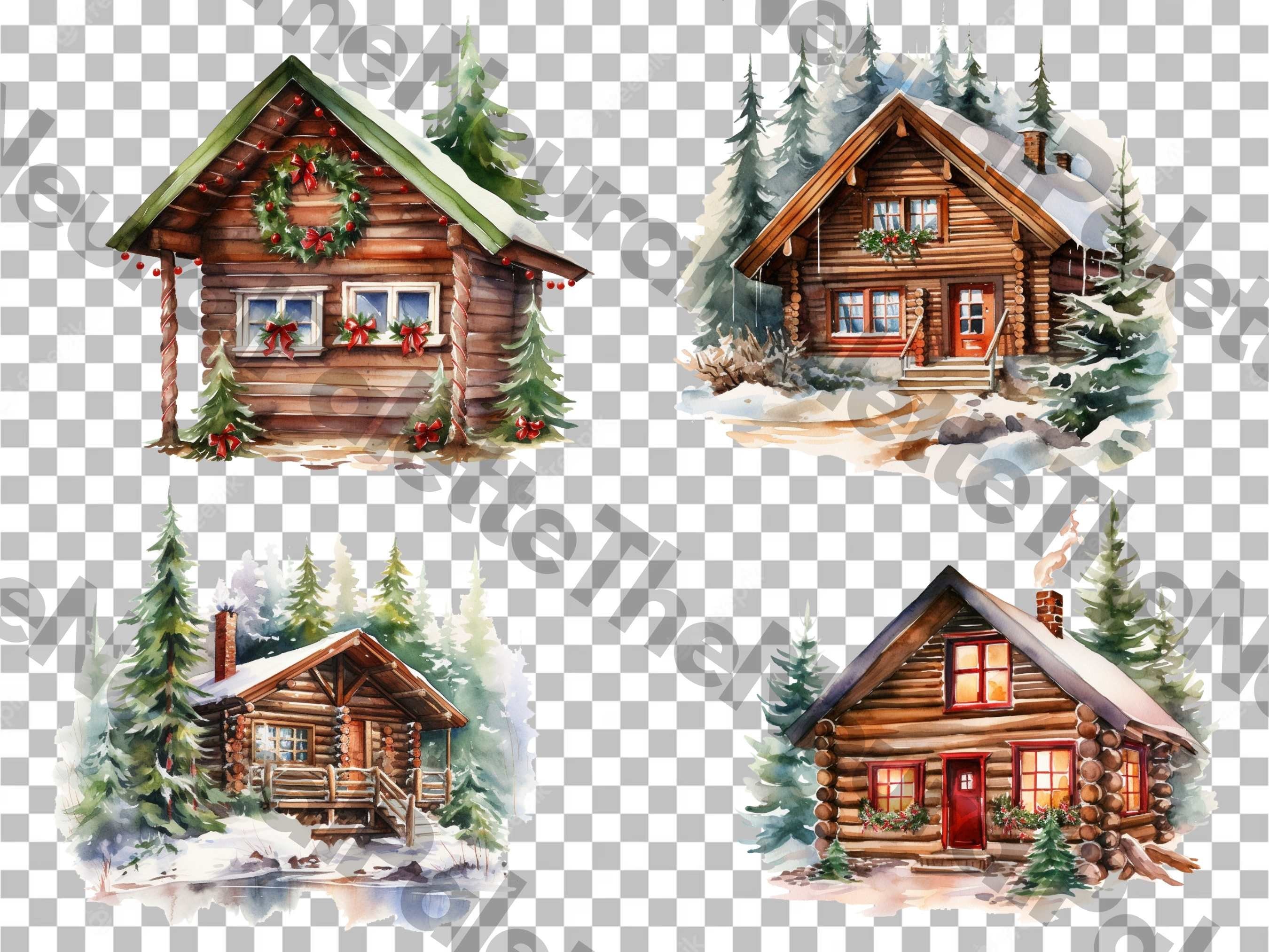 16, Winter Log Cabin Clipart, Christmas Clipart Images, Transparent ...