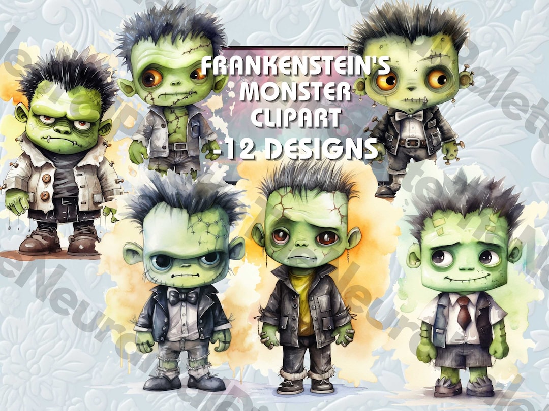 12, Frankenstein's Monster Clipart, Halloween Crafts, Instant Download ...