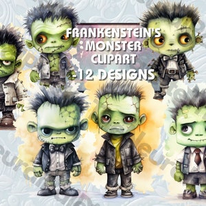 12, Frankenstein's Monster Clipart, Halloween Crafts, Instant Download ...