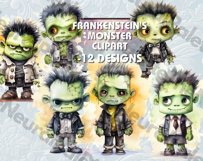 12, Frankenstein's Monster Clipart, Halloween Crafts, Instant Download ...