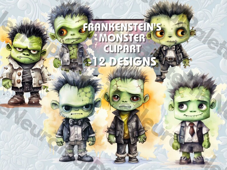 12, Frankenstein's Monster Clipart, Halloween Crafts, Instant Download ...