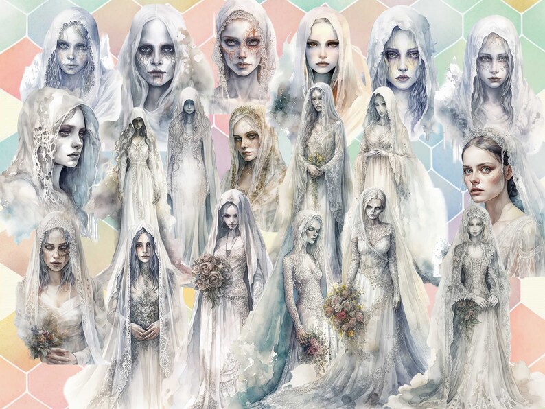 19 Designs, Ghost Bride Clipart, Png Transparent Background, Personal ...