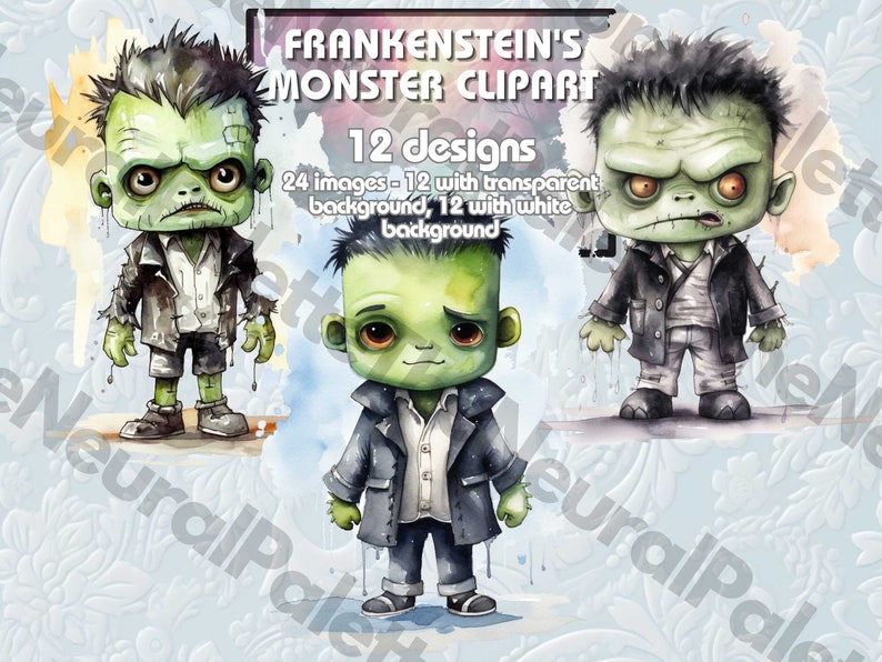 12, Frankenstein's Monster Clipart, Halloween Crafts, Instant Download ...