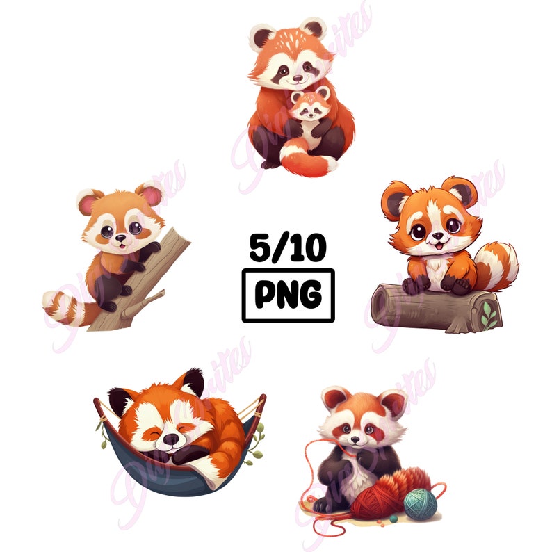 10 Red Panda Clipart, Red Panda PNG, Panda Art, Panda, Digital, Animal ...