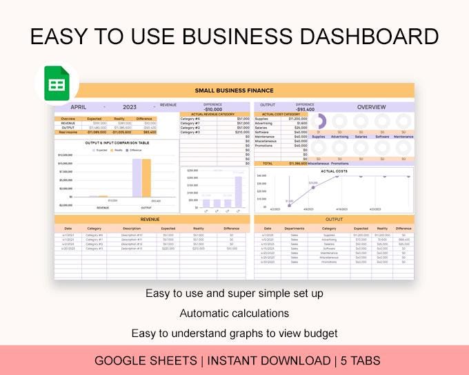 Small Business Budget Spreadsheet | Business Task Tracker | Task ...