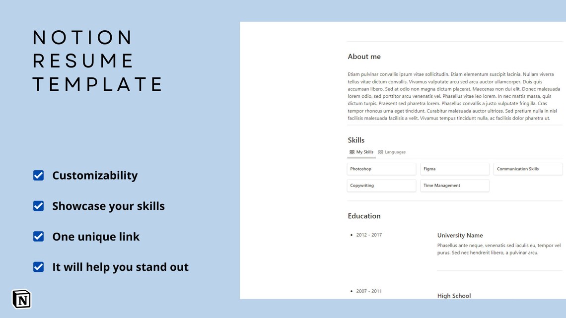 Notion Resume Template, CV Template, Resume Template Builder, Create CV ...