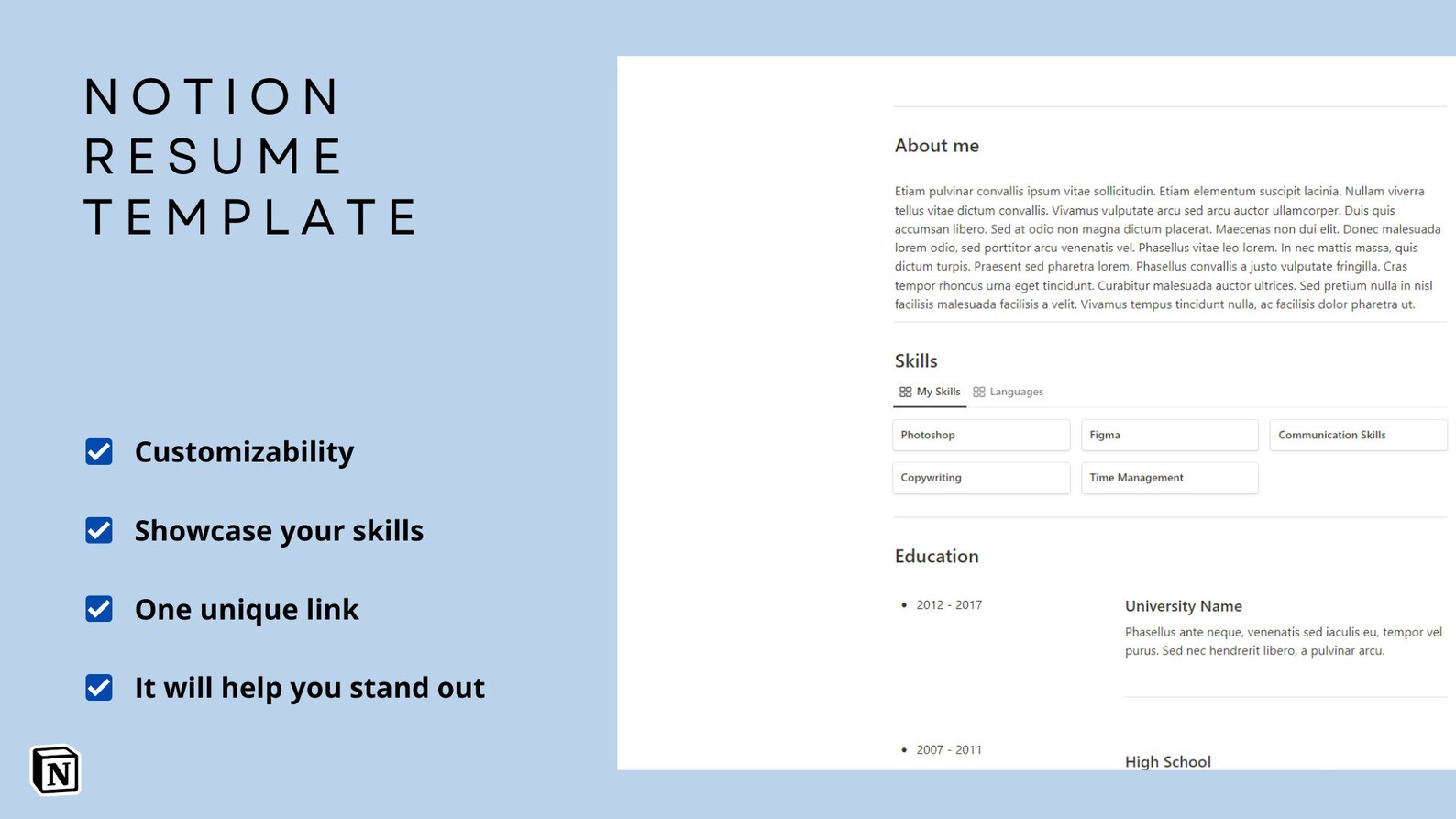 Notion Resume Template, CV Template, Resume Template Builder, Create CV ...