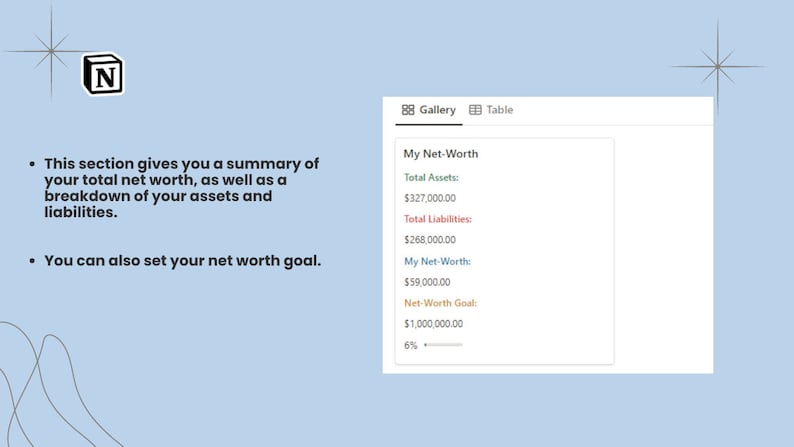 Notion Net-worth Tracker Template, Net-worth Calculator, Notion Finance ...