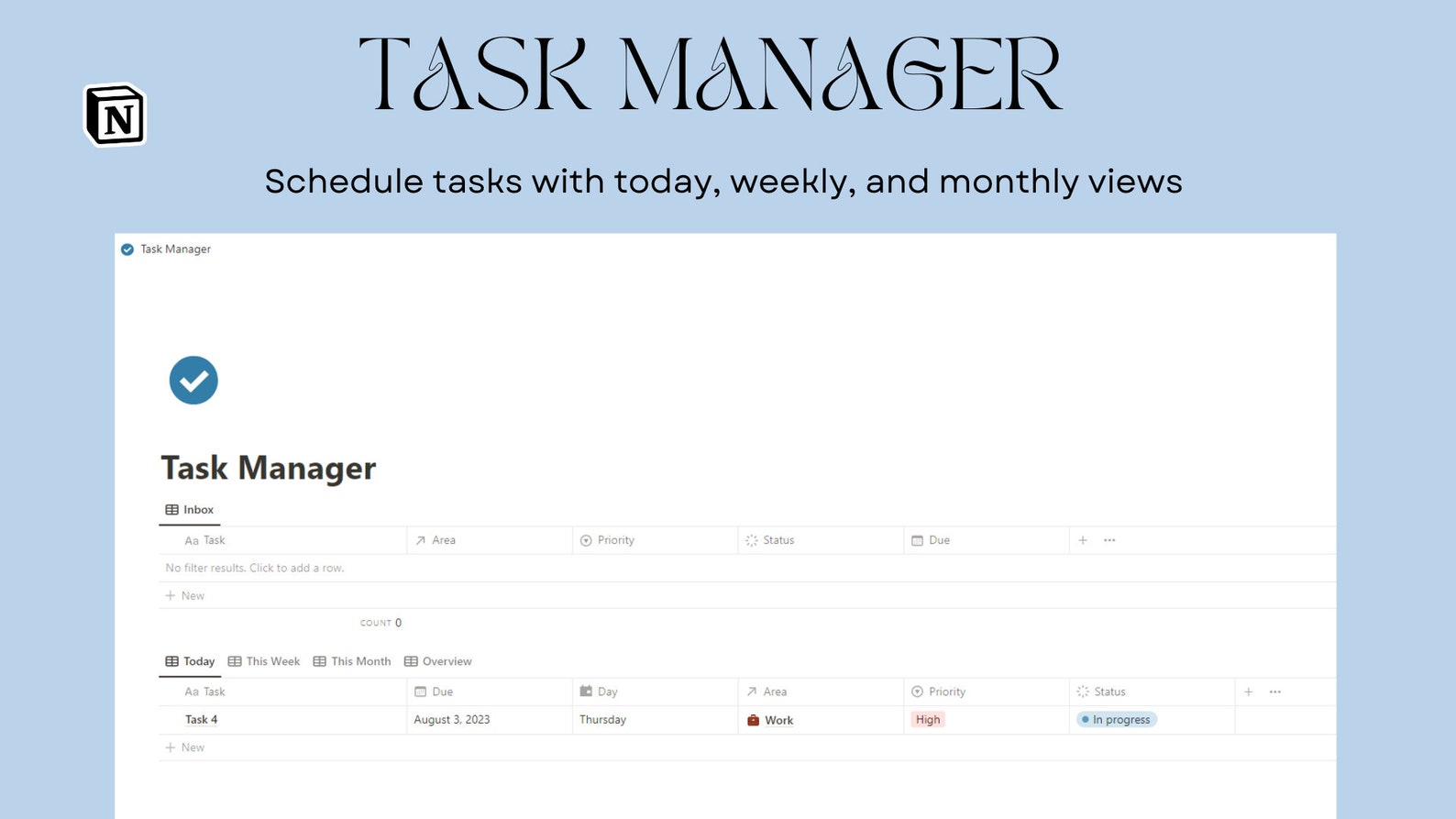 Notion Ultimate Task Manager Template - to - Do Manager, Notion Life ...