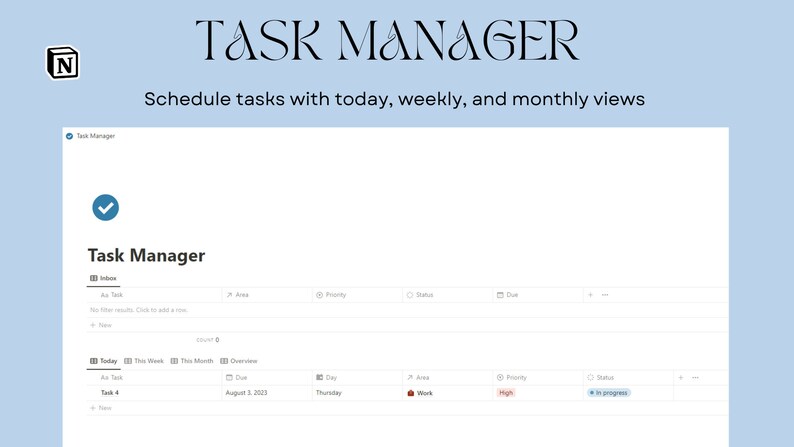 Notion Ultimate Task Manager Template - to - Do Manager, Notion Life ...