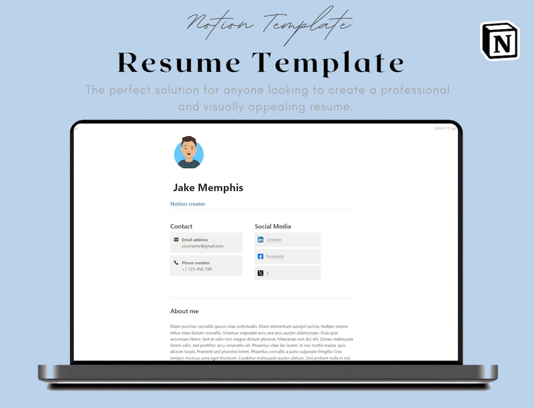 Notion Resume Template, CV Template, Resume Template Builder, Create CV ...