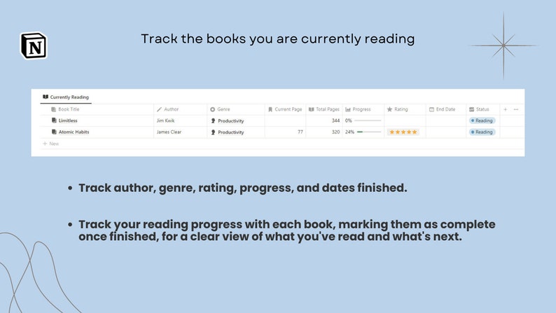 Notion Ultimate Book Tracker Template, Reading Tracker, Notion Book ...