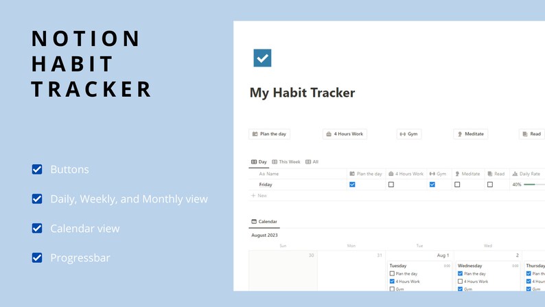 Notion Habit Tracker Template, Notion Manager, Habit Tracking, Notion Dashboard, Digital Tracker ...
