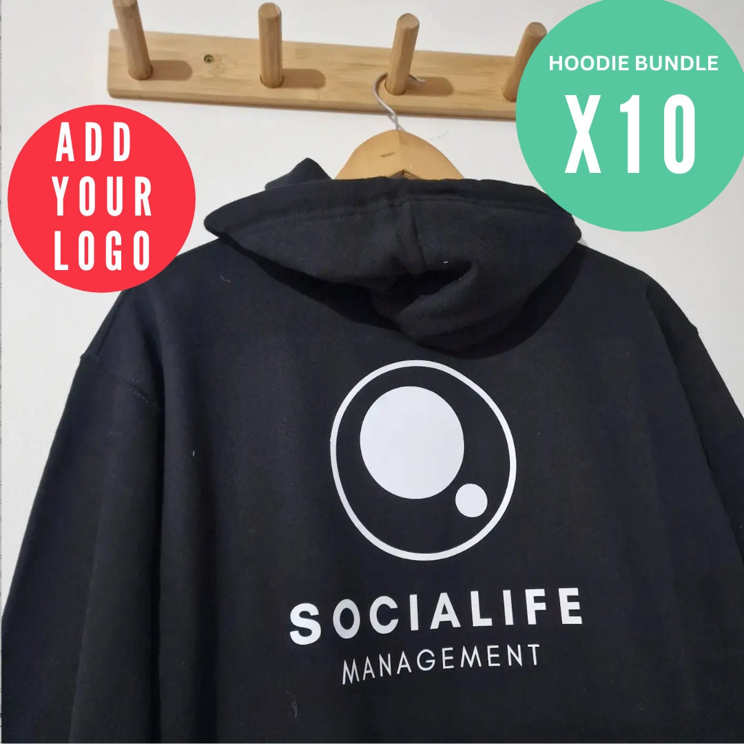 10x Custom Hoodie Bundle, Branded Logo Hoodies, Logo on Your Hoodies ...