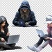 Girl Hacker Clipart Bundle: Woman on Laptop PNG (commercial Use) - Etsy