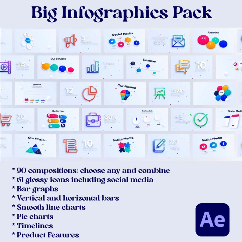 Corporate Infographics Charts Pack, After Effects Template, Motion ...