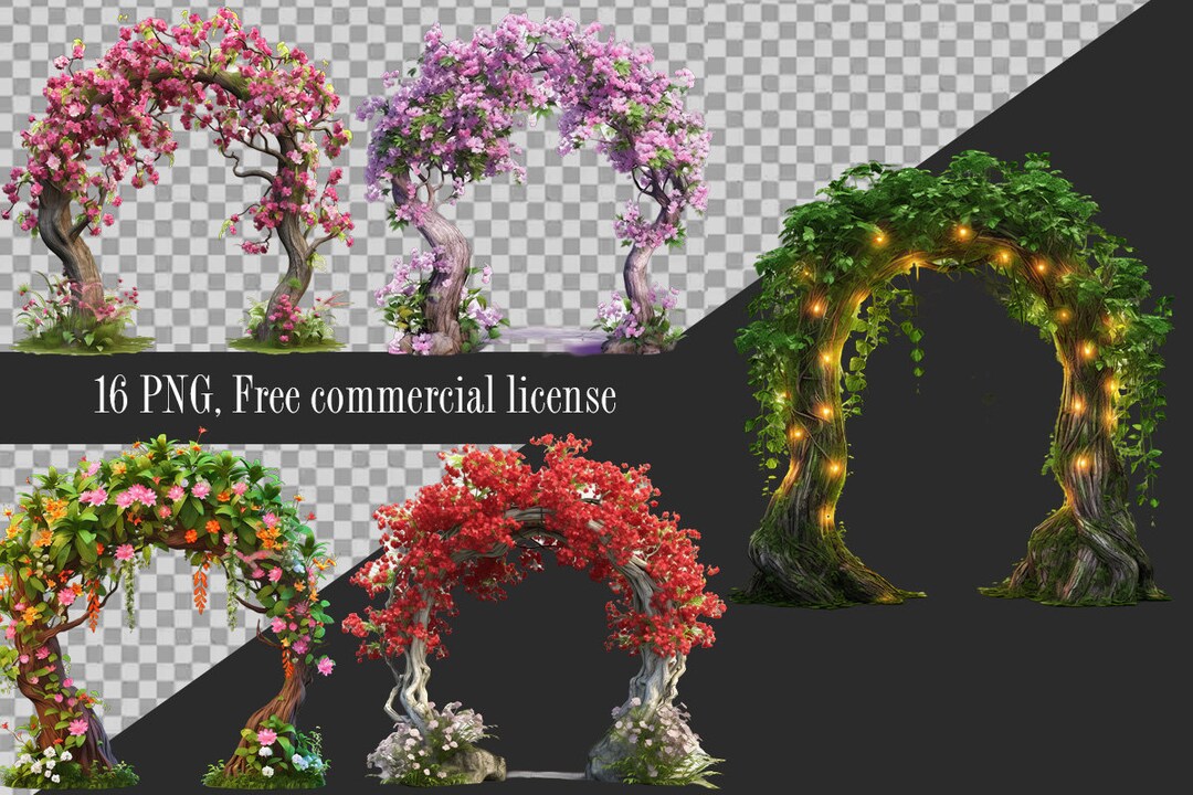 Tree Arches Clipart - Leafy Forest Wedding Arch PNG Format Instant ...