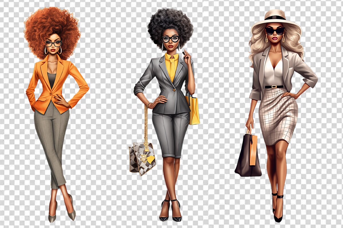 Fashion Girl Clipart Watercolor Woman PNG Girl Boss Clipart - Etsy