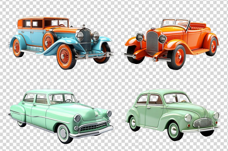 14 Vintage Cars Clipart, Classic Car Clipart, Scrapbooking, Junk ...