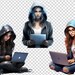 Girl Hacker Clipart Bundle: Woman on Laptop PNG (commercial Use) - Etsy