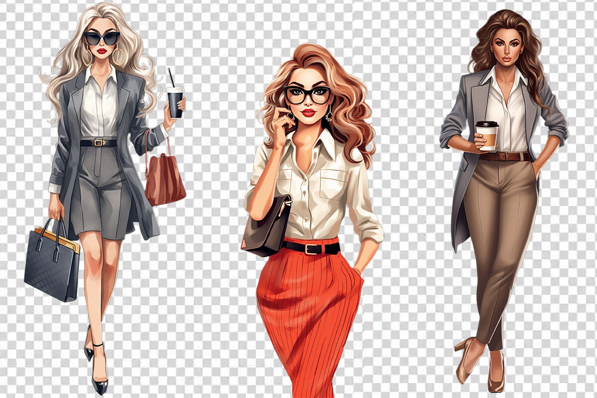 Fashion Girl Clipart Watercolor Woman PNG Girl Boss Clipart - Etsy