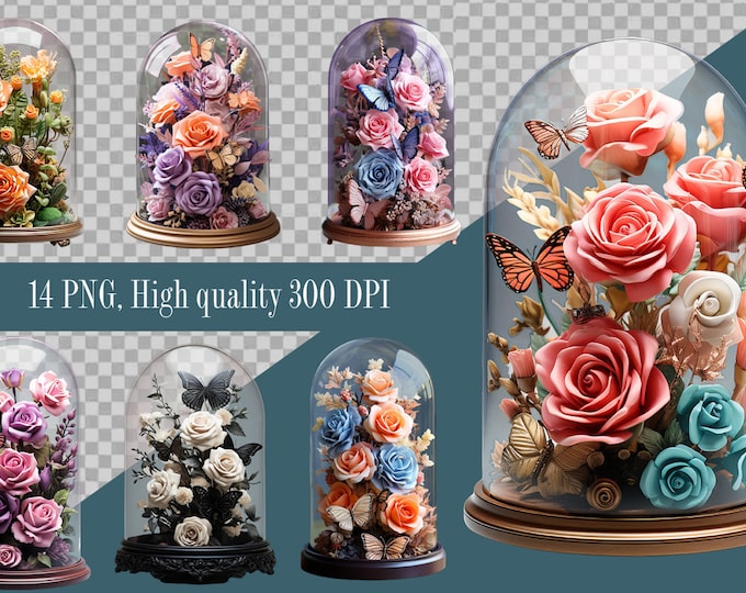 Enchanted Rose Clipart Pack - Transparent Background - Enchanted Roses ...