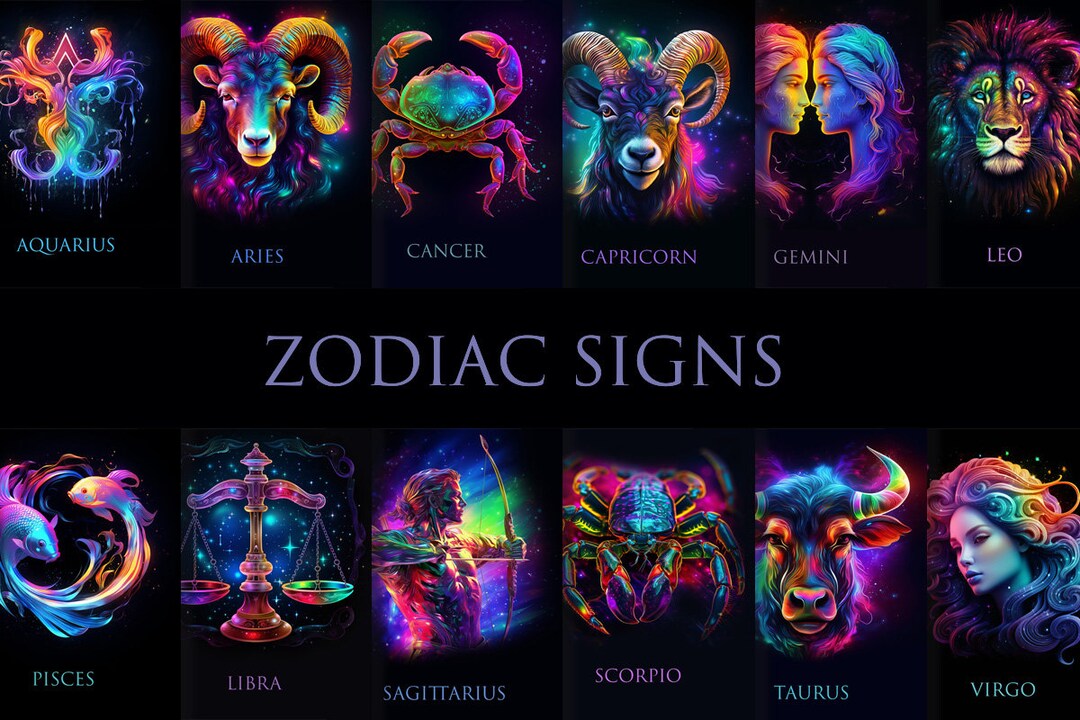 Zodiac Signs Illustration, Bundle Horoscope, Downloadable Print ...