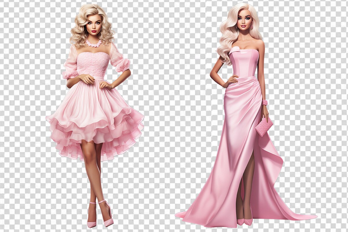 Pink Fashion Girl Watercolor Clipart Bundle, Transparent PNG, Digital ...