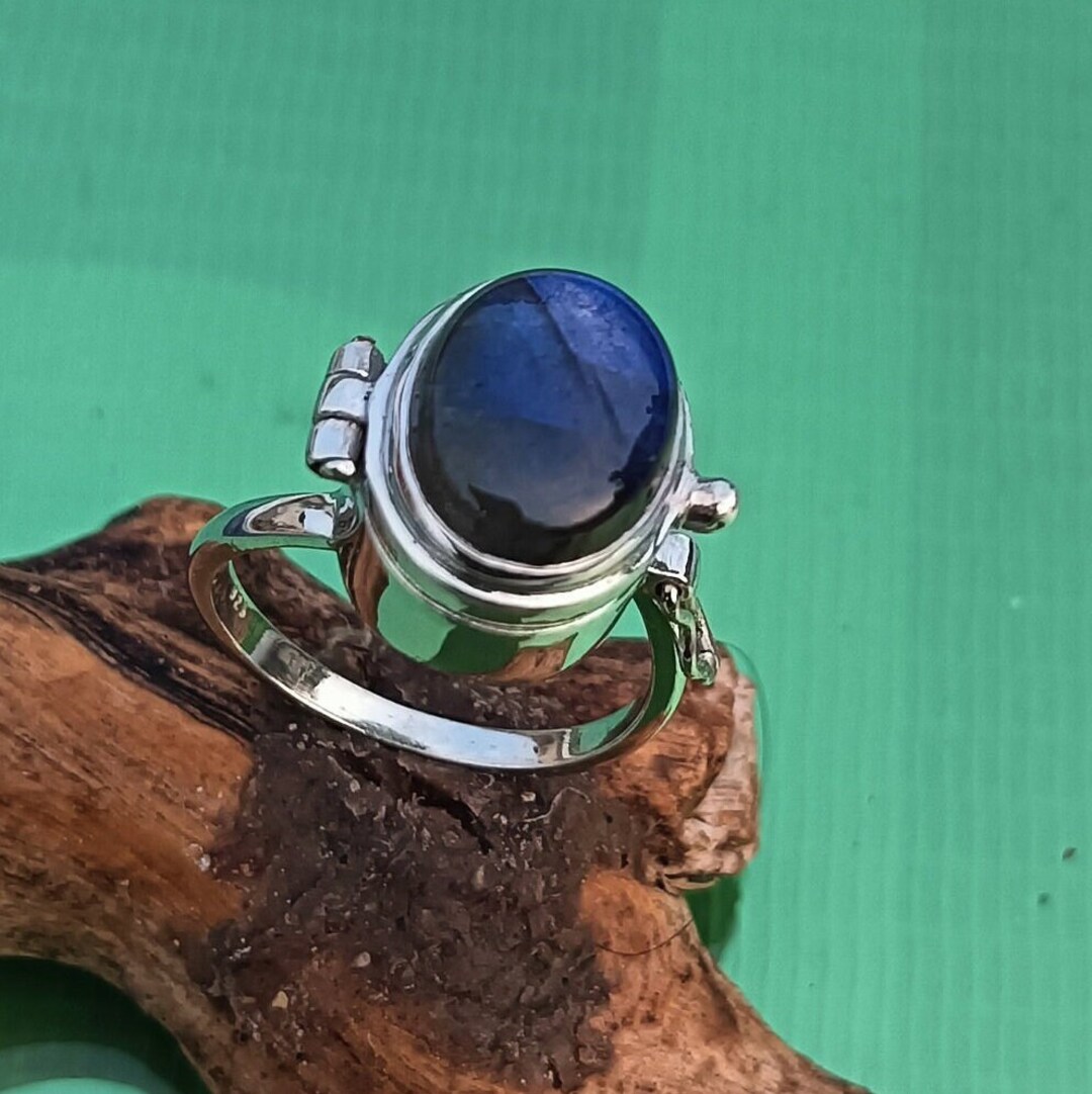 Natural Labradorite Poison Ring,925 Sterling Silver Ring, Handmade ...