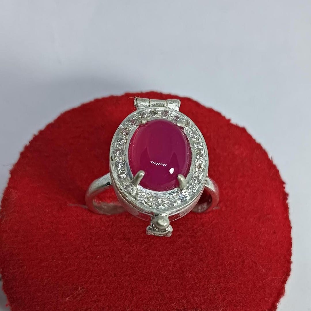 Pink Onyx Poison Ring, Handmade 925 Sterling Silver Pill Box - Etsy