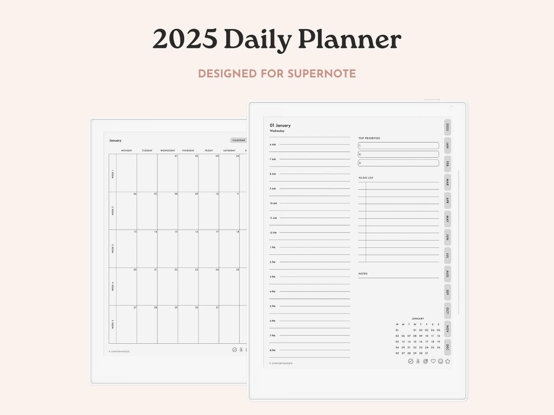 Daily Planner for SUPERNOTE, 2025 Planner Template for Supernote Nomad ...