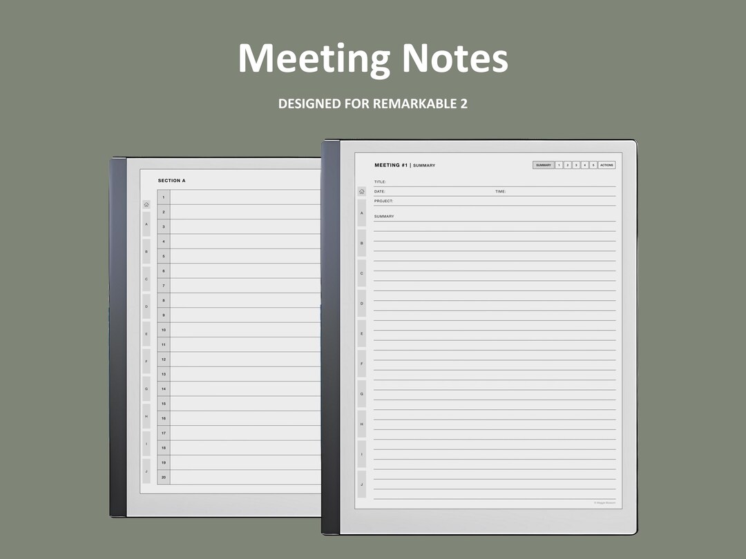 Meeting Notes Template for Remarkable 2 (PDF File) - Etsy