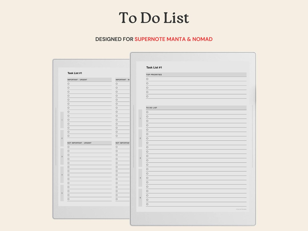To Do List Template for Supernote Manta A5X & Supernote Nomad A6X - Etsy