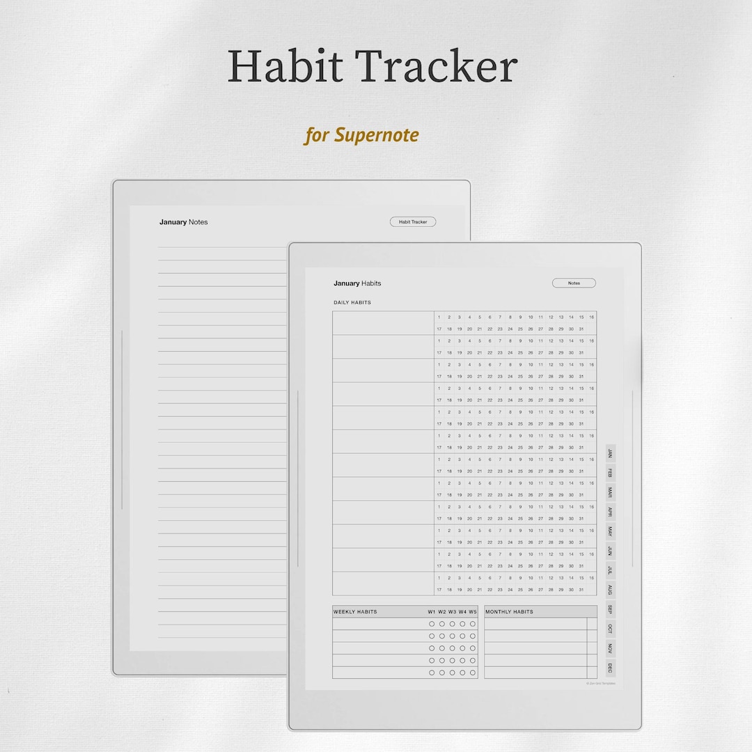 Habit Tracker Template for Supernote - Etsy