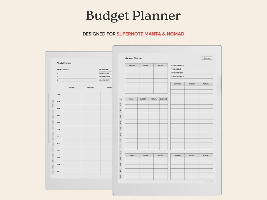 Budget Planner Template for Supernote Manta A5X & Supernote Nomad A6X ...